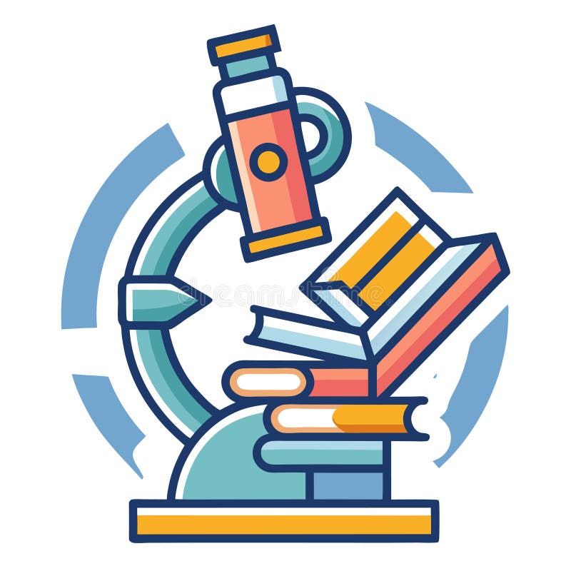 Microscope and Books Icon Illustration for Science, Education and ...
