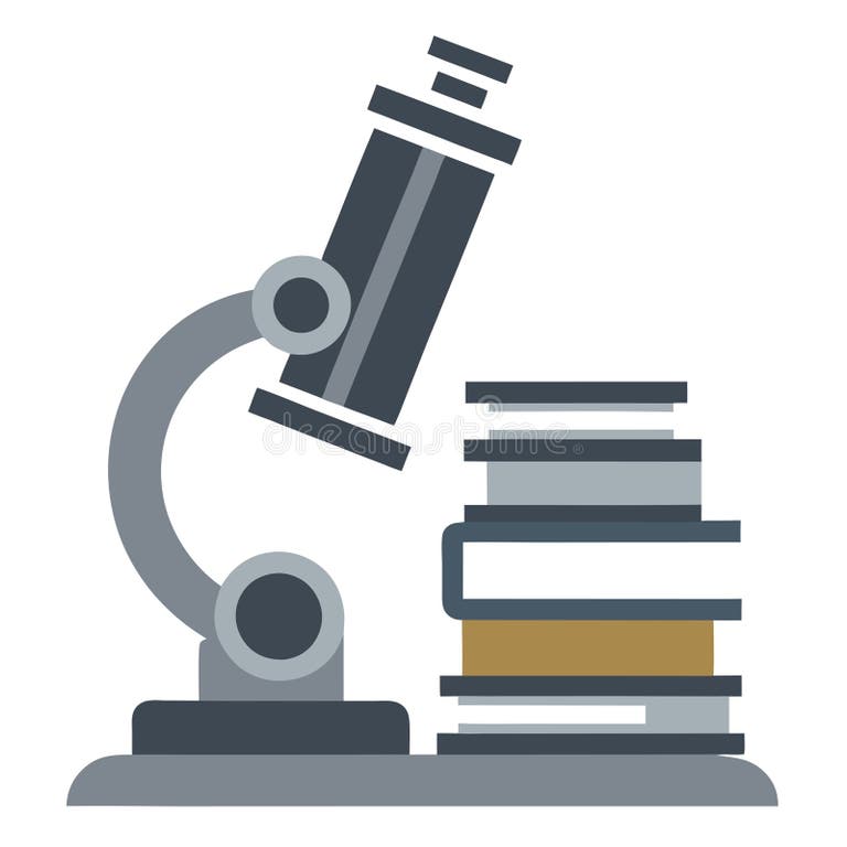 Microscope and Books Illustration for Science, Research, and Education ...