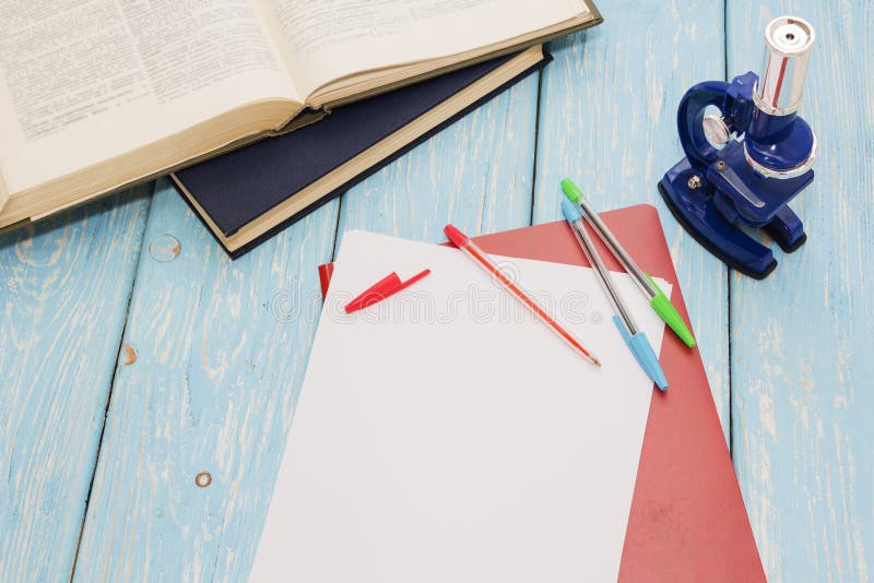 Microscope, Books and Others Tools for Education. Stock Image - Image ...