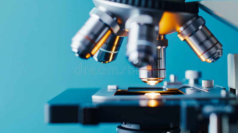 Microscope with a Bright Yellow Light Shining on it. Stock Image ...