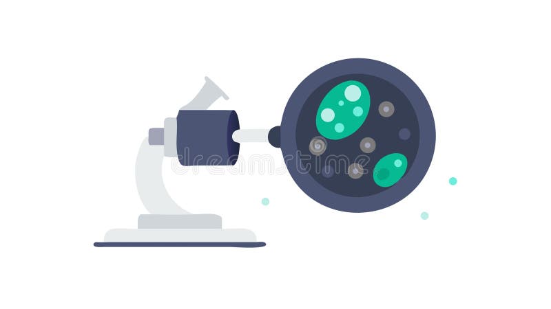 Microscope with Cells Icon. Microbiology Scientific Study, Vector ...