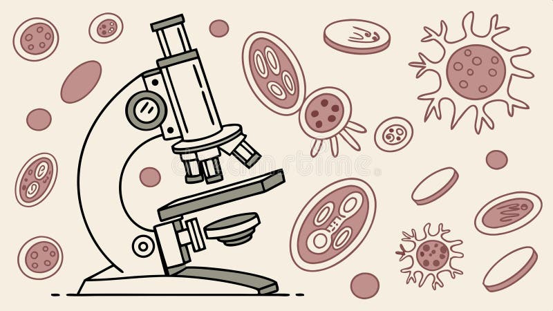 Microscope and Cells, Scientific Research Biology. Vector Design ...