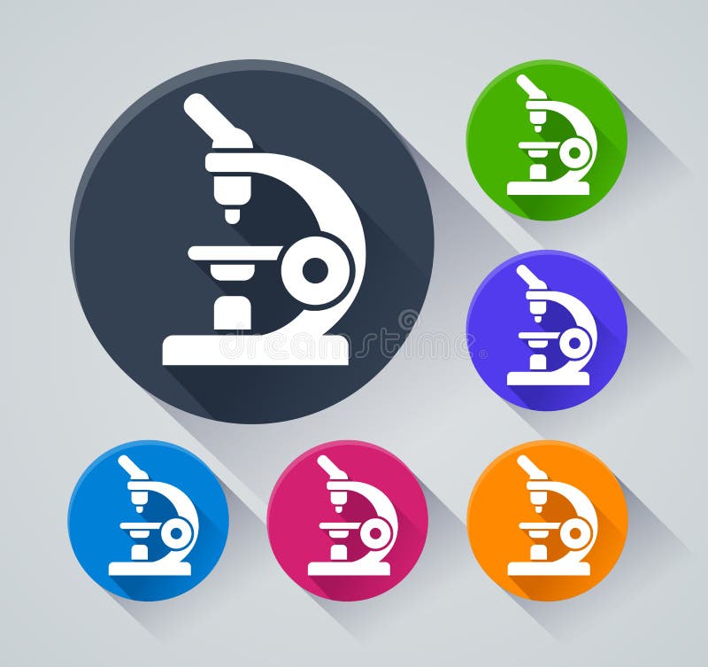 Microscope Circle Icons with Shadow Stock Vector - Illustration of ...