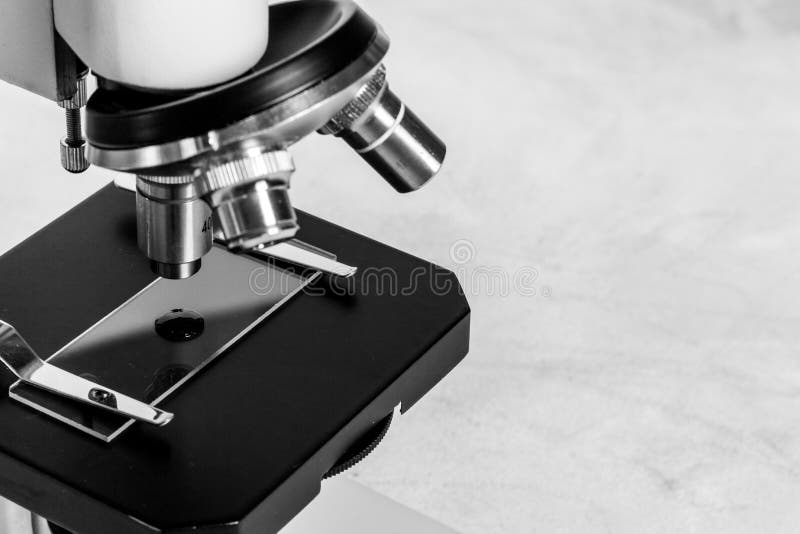 Microscope Close Up. Research in a Scientific Medical Laboratory Stock ...