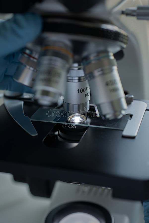 Microscope Close-up Shot in the Laboratory Stock Photo - Image of ...