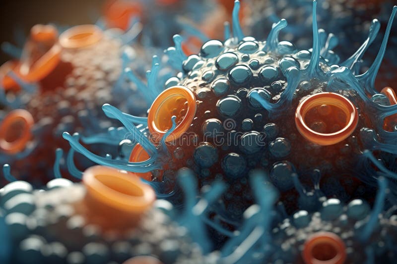 Microscope Closeup View of Bacteria Cells, Microbes Colony Cloud ...