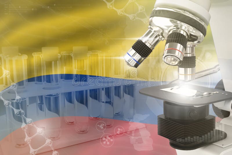 Microscope on Colombia Flag - Science Development Digital Background ...