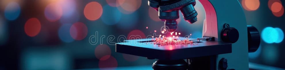 Microscope, Complex Biotech Model Displayed on Screen, Digital, Chart ...