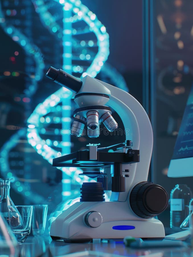 Microscope and Computer stock photo. Image of teaching - 382683636