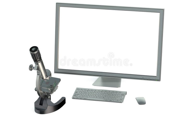 Screen Microscope and Laptop Setup for Scientific Research and Analysis ...