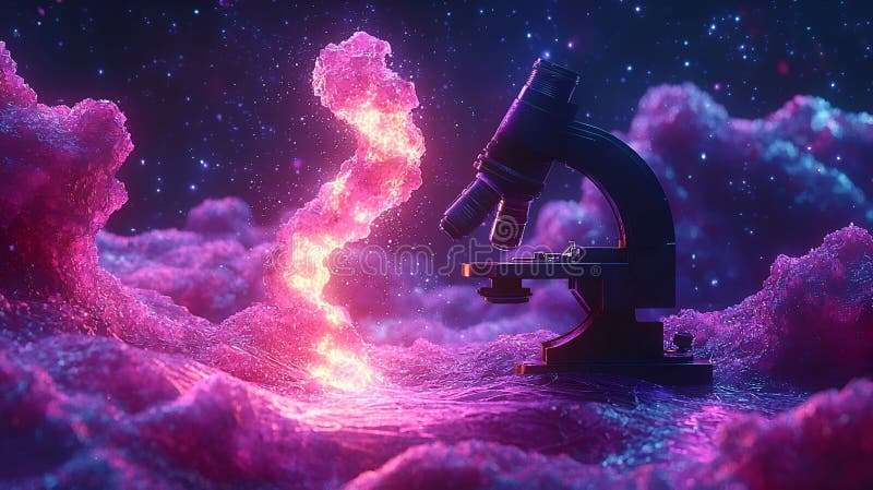 Microscope, Cosmic Discovery, Vibrant Nebula, Research Stock Photo ...