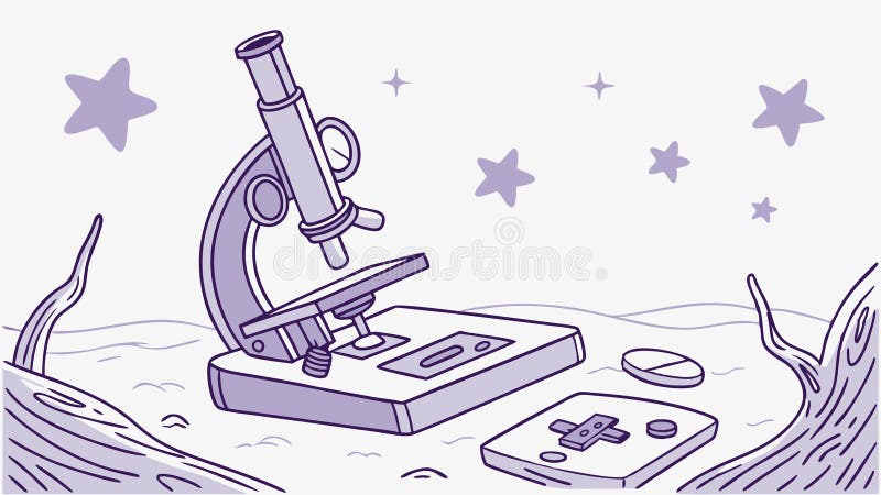 Microscope with Cosmic Dust and Lab Equipment, Vector Art, Vector ...