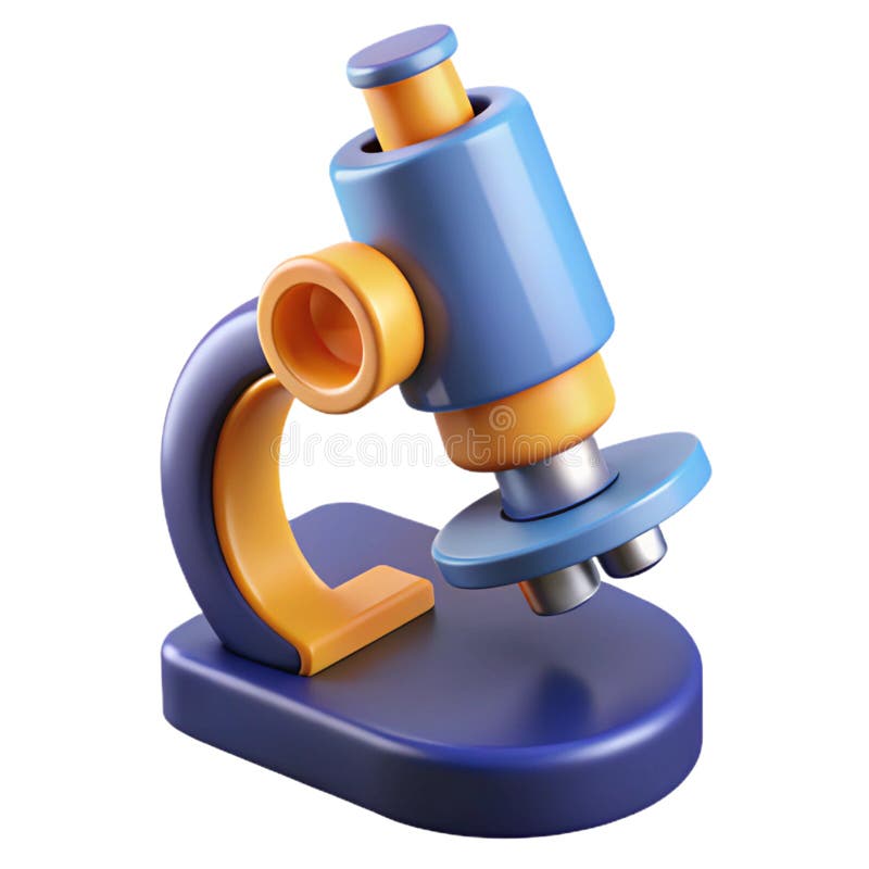 Microscope 3D Illustration Science and Laboratory Research Symbol Stock ...