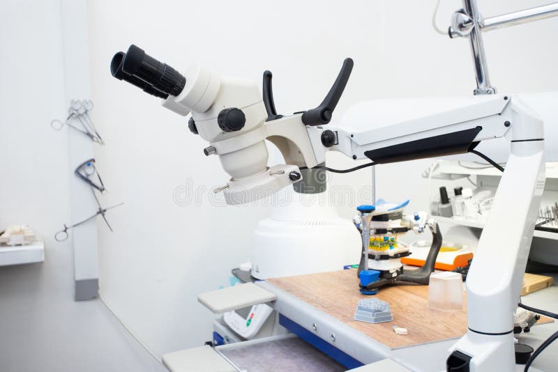 Microscope in a Dental Laboratory, a Technician S Workplace in a Dental ...