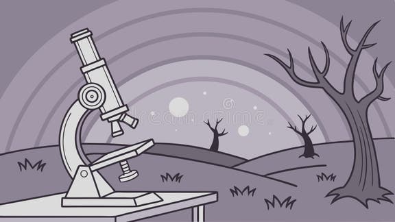Microscope in Desolate Tree Landscape Vector Art, Vector Design ...