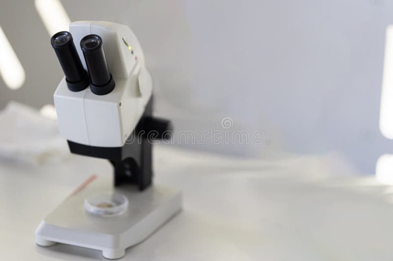 Advanced Microscope and DNA Helix Visualization in High-Tech Laboratory ...
