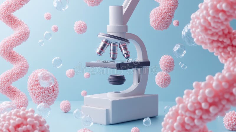 Microscope with DNA and Cells. Research Concept Stock Illustration ...