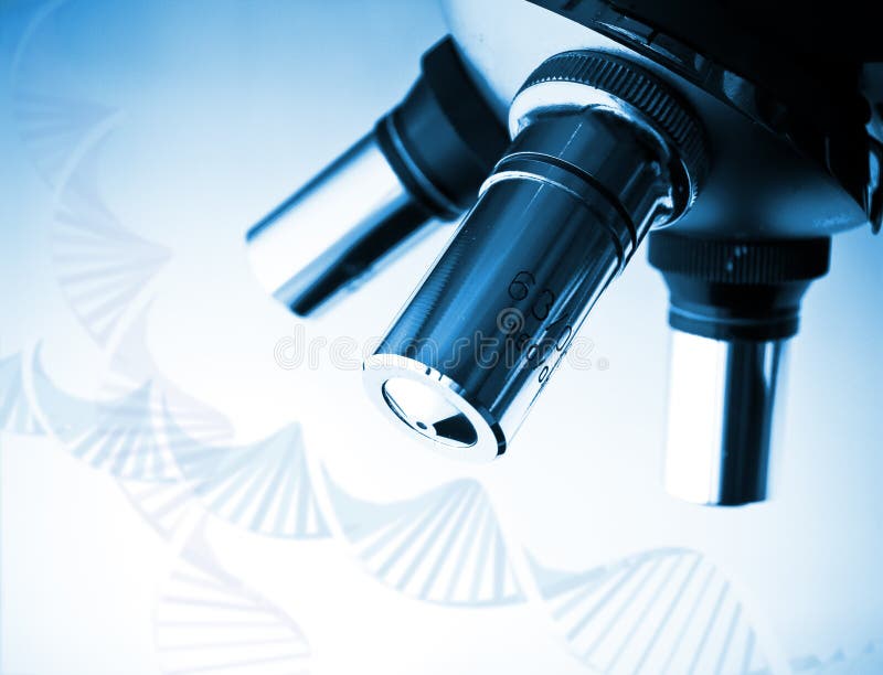 Microscope and DNA Molecule. Stock Image - Image of science, medication ...