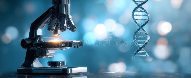 The Microscope and DNA Strand Showcasing Advanced Scientific ...