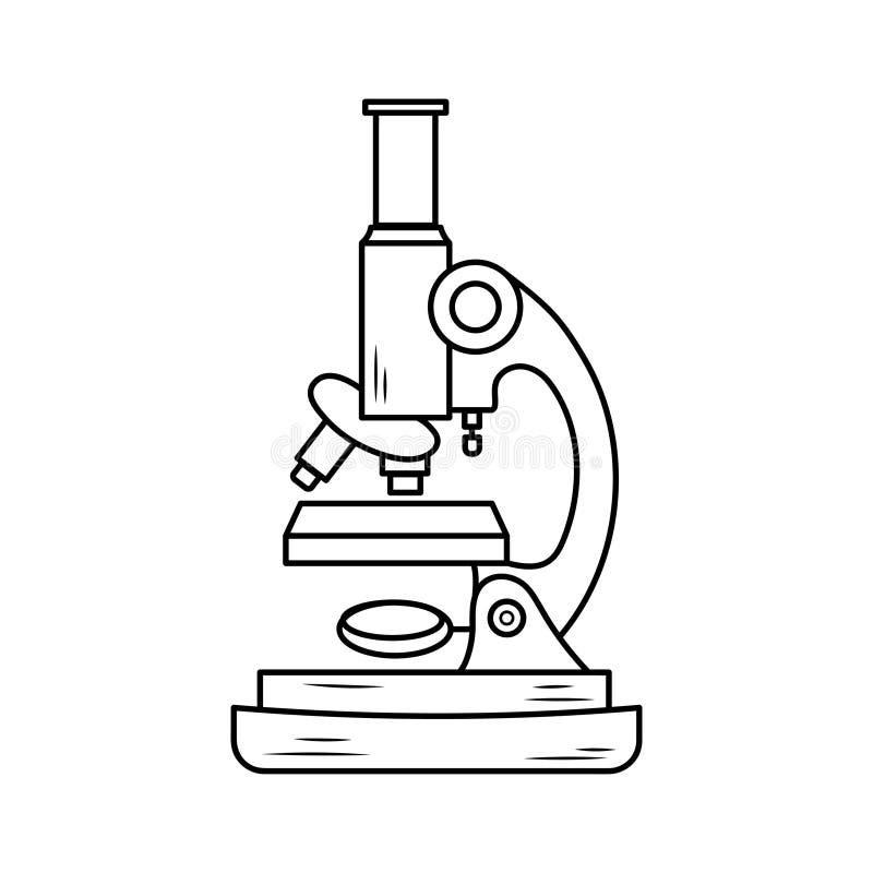 Microscope Doodle Icon. Line Art Education or School Symbol Stock ...
