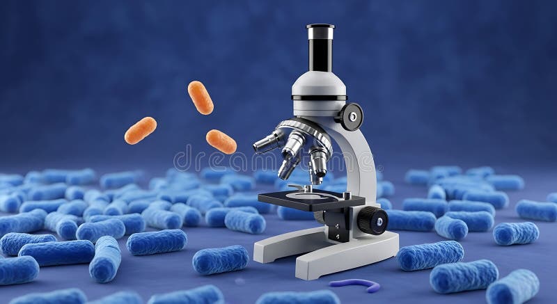 Microscope Examining Bacteria in a Scientific Laboratory Setting Stock ...