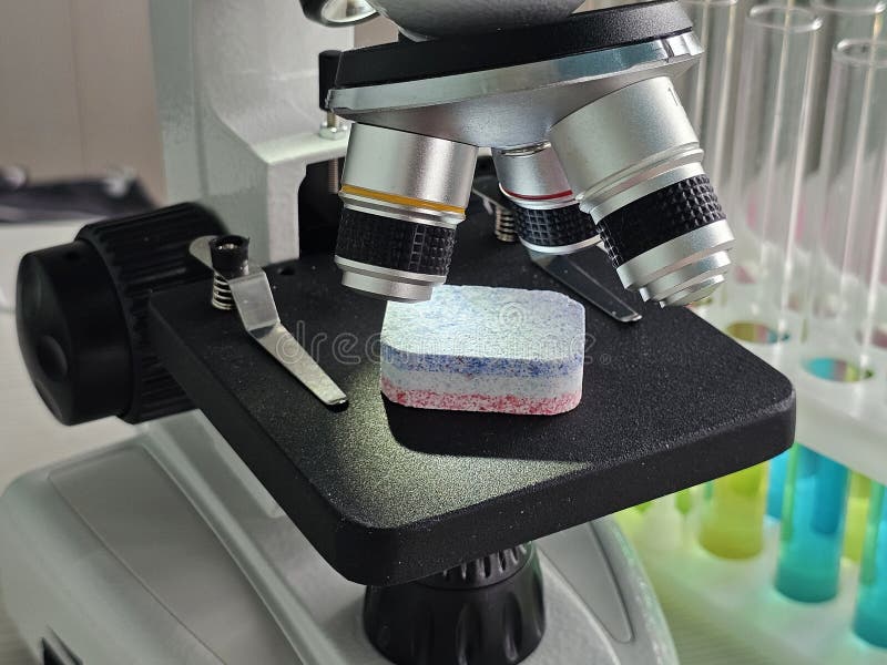 Microscope Examining a Colorful Sample in a Laboratory Stock Image - Image of setting ...