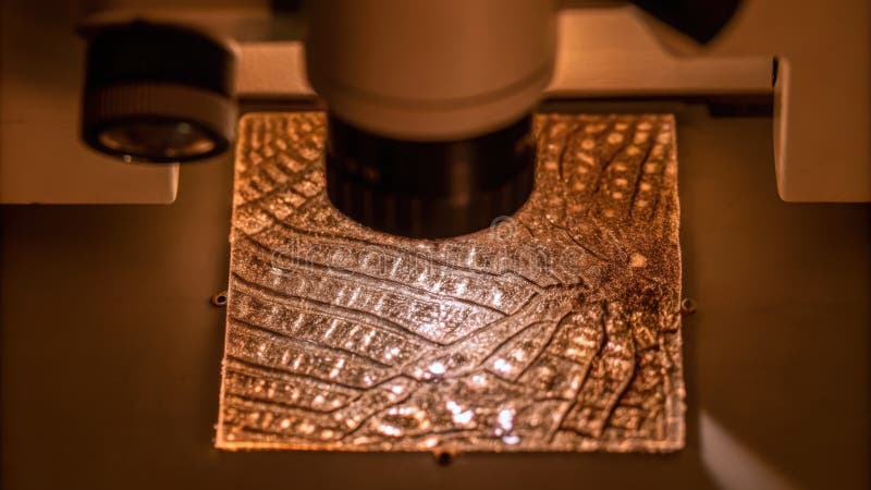 A Microscope Examining the Grain Structure of a Ceramic Sample ...