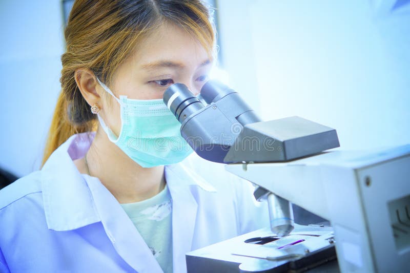 Medical Laboratory Microscope in Chemistry Biology Lab Test. Scientific ...