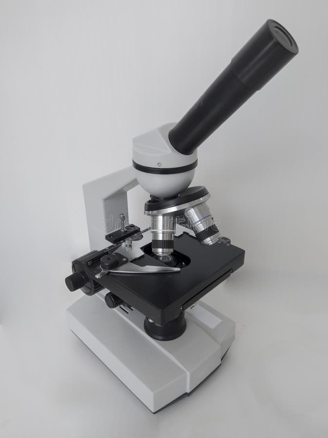 Microscope, Examining Samples and Liquid. Technical Equipment Stock ...