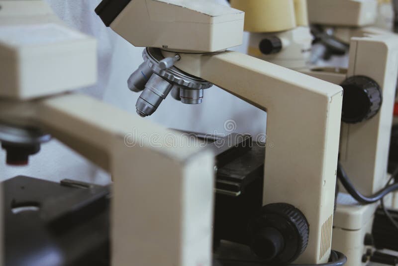 Microscope for Examining Test Sample in Laboratory Stock Photo - Image ...