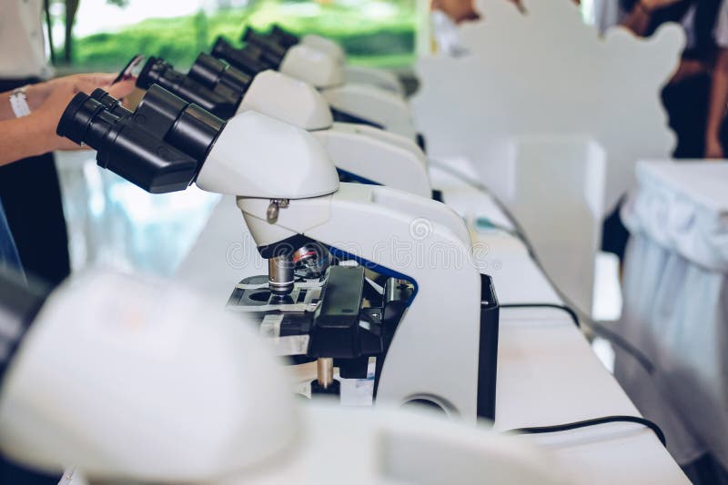 Microscope for Examining Test Sample in Laboratory Stock Photo - Image ...