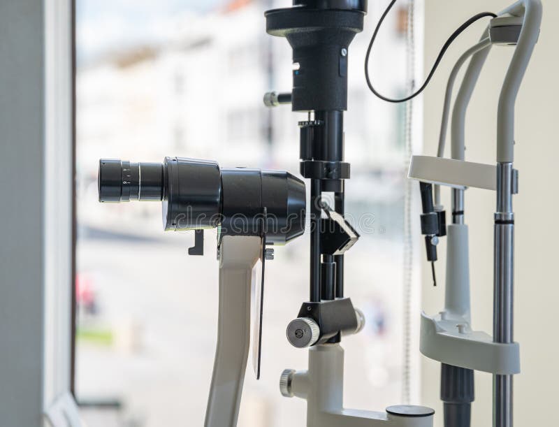 Microscope for Eye Examination in Hospital, Optometrist Stock Photo ...