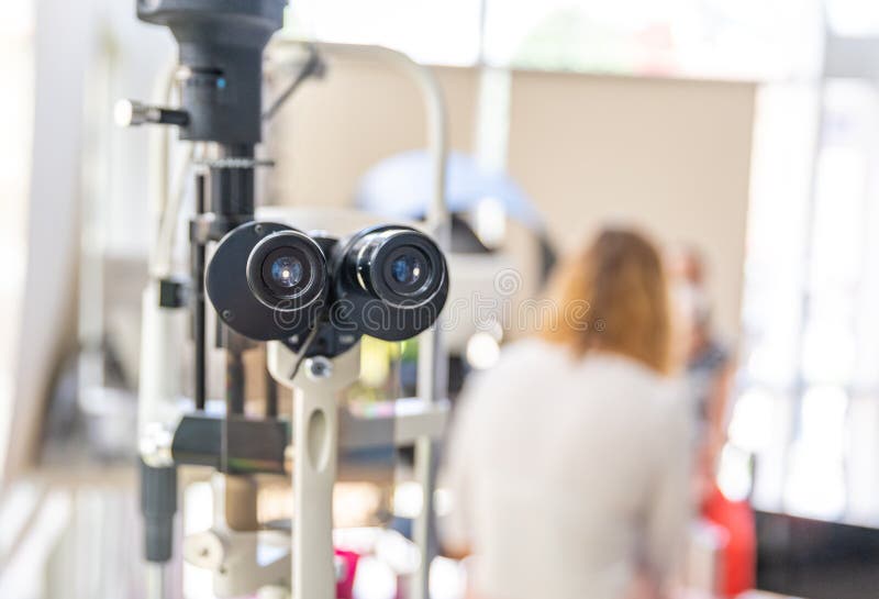 Microscope for Eye Examination in Hospital, Optometrist Stock Photo ...