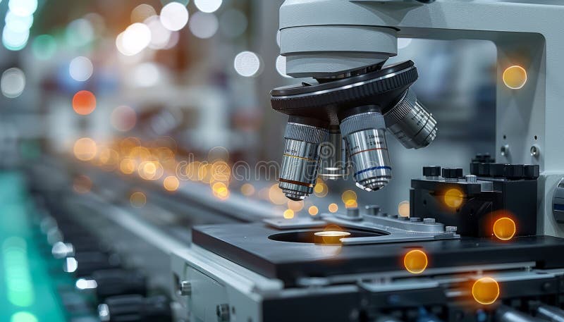 Microscope in factory stock illustration. Illustration of inspection ...