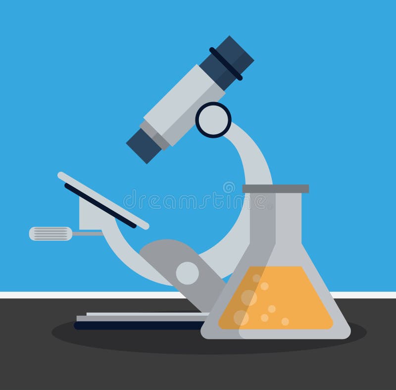 Microscope with flask lab stock vector. Illustration of isolated ...