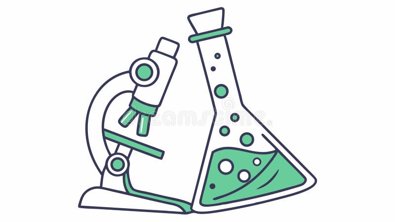 A Microscope and a Flask, Science Laboratory Objects, Vector Design ...