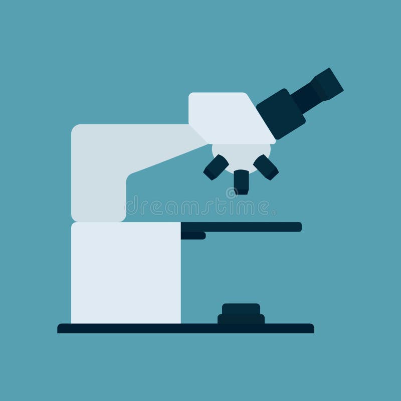 Microscope Flat Icon on Blue Background Stock Vector - Illustration of ...