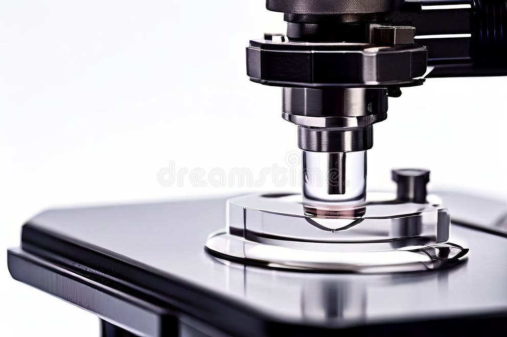 Microscope in Focus a Close Up of a Microscope with a Sample Sli Stock ...