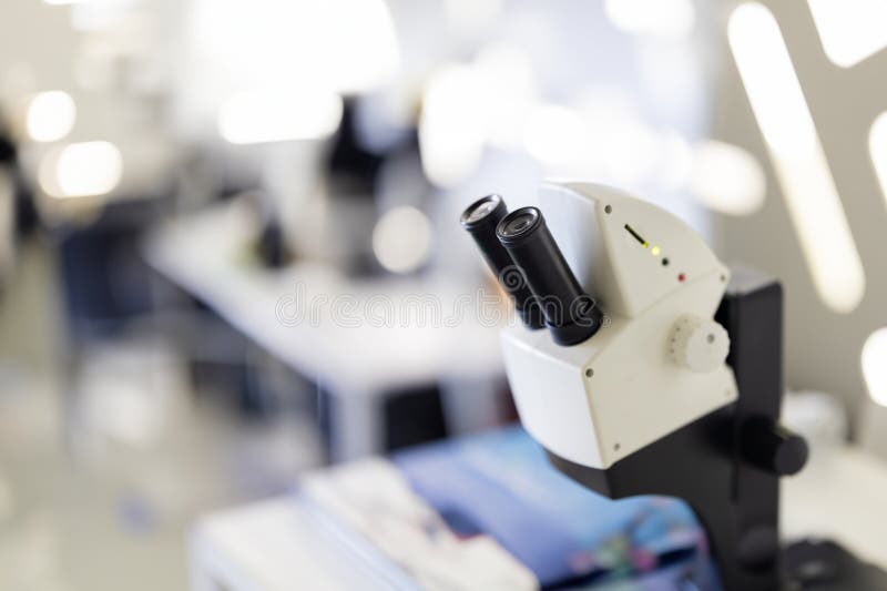 Microscope Focused on a Sample. Stock Photo - Image of analysis, health ...