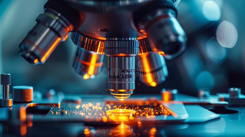 Microscope is Focused on a Small Object Stock Photo - Image of lens ...