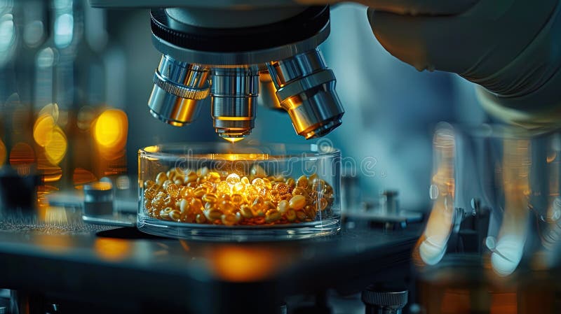A Microscope is Focused on a Small Sample of Gold Stock Image - Image ...