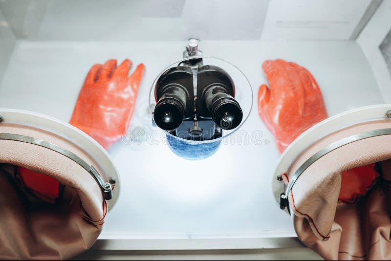 Microscope and Gloves in Protective Boxing Stock Photo - Image of ...