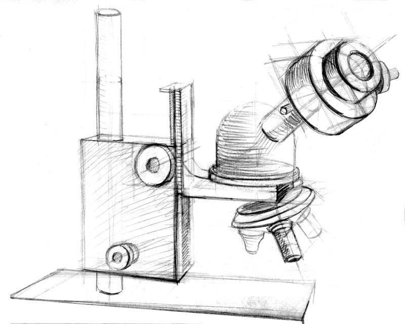 Microscope hand drawn stock illustration. Illustration of drawing ...