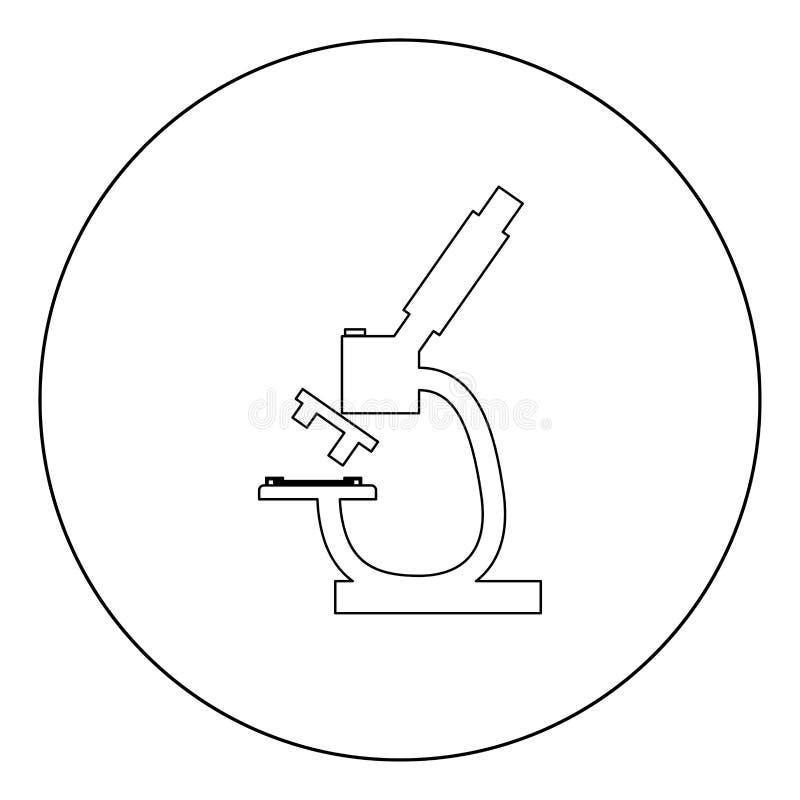 Microscope Icon Black Color in Circle Stock Vector - Illustration of ...