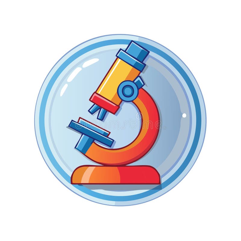 Microscope Icon in Circle Frame Cartoon Style Science Research ...