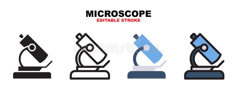 Microscope Icon Set with Different Styles. Editable Stroke and Pixel ...