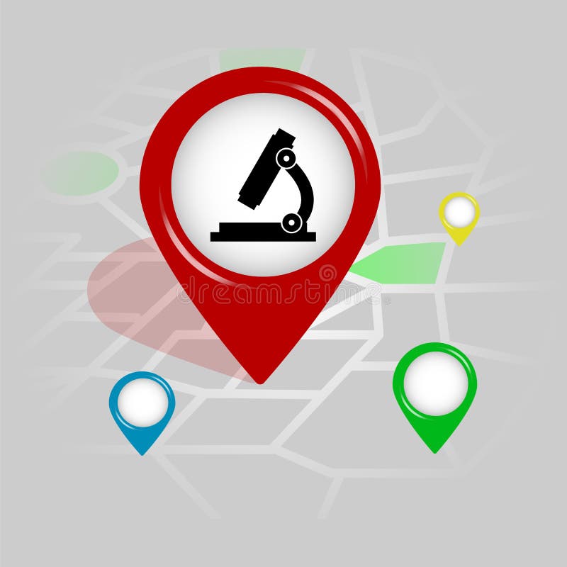 Microscope Icon . Simple Glyph Vector of Education Location Pin Set for ...