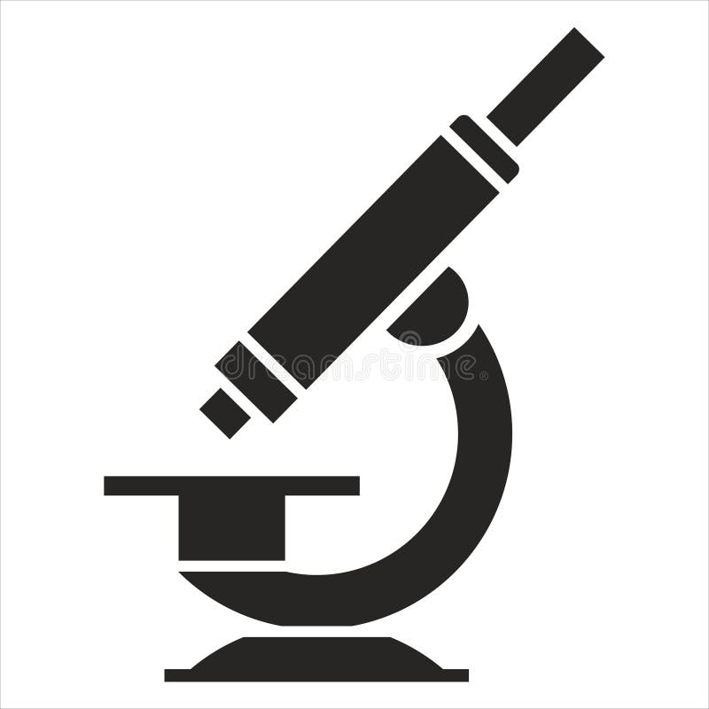 Black Microscope Icon on a White Background. Sign, Laboratory. Vector ...