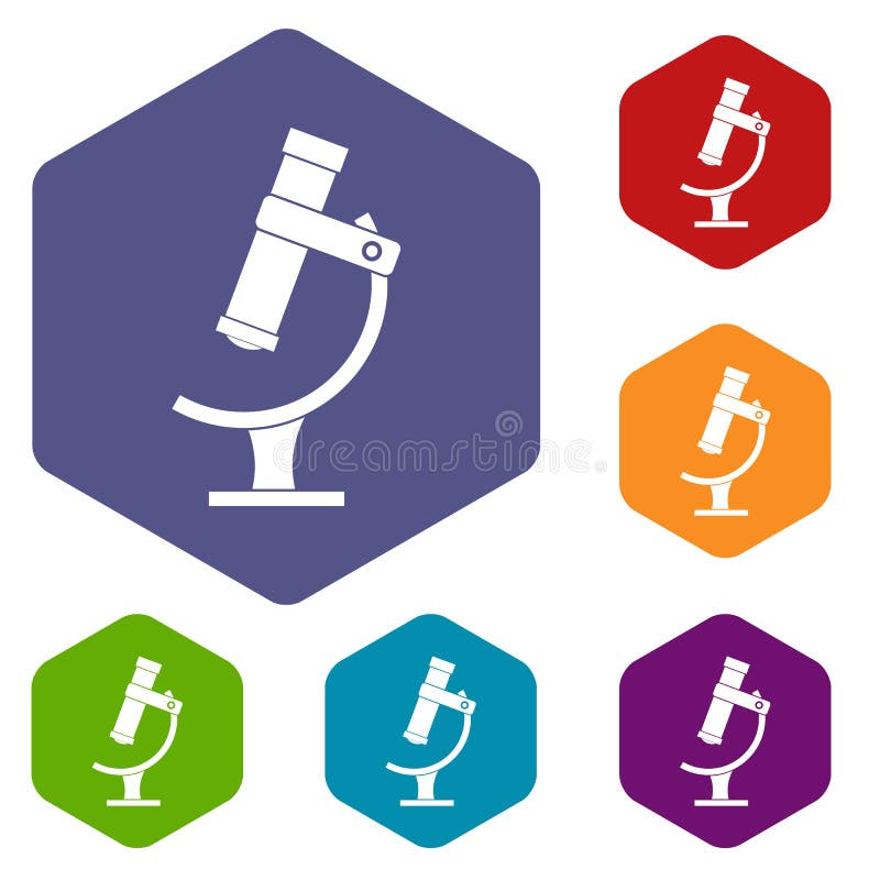 Microscope Icons Set Hexagon Stock Vector - Illustration of lens ...