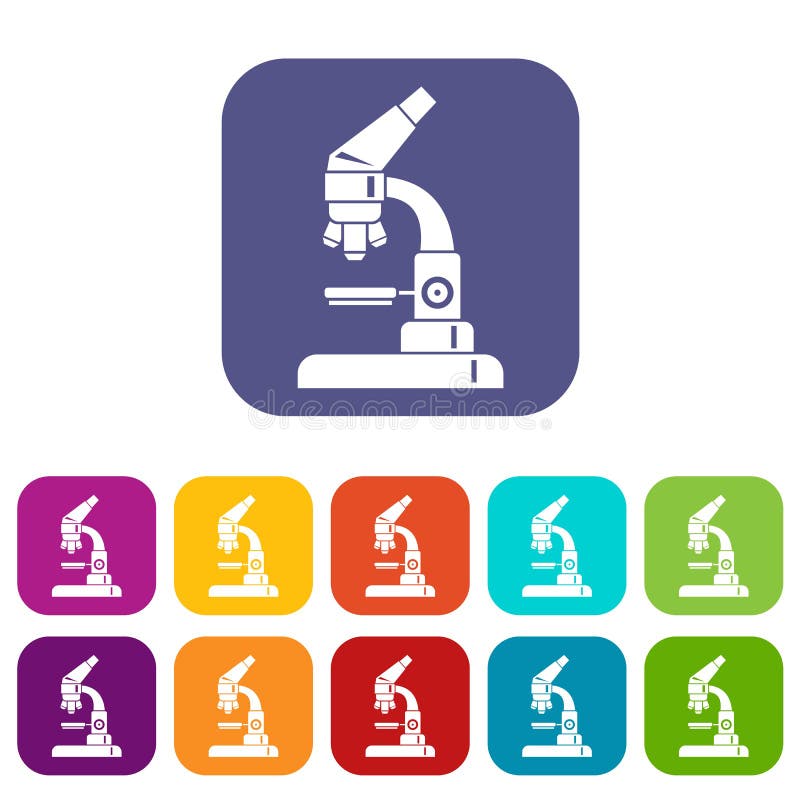 Microscope icons set stock vector. Illustration of microbiology - 96661341